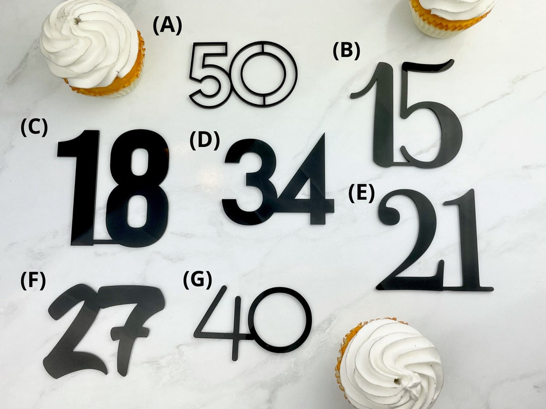 Custom Number Birthday Cake Topper 7 Fonts Personalized - Etsy
