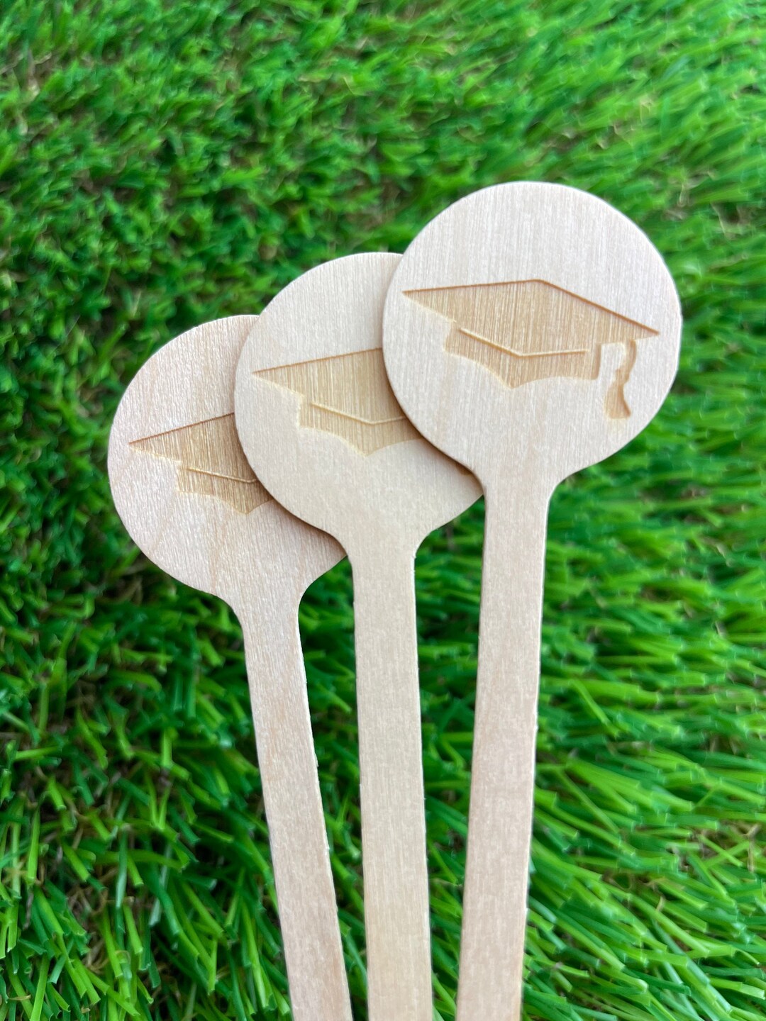 Graduation Cap - Set of 50 Wood Engraved Stir Sticks, Cocktail Sticks ...