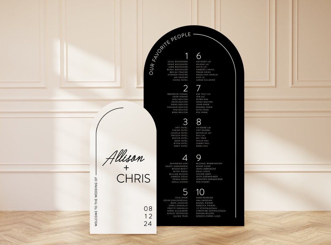 Acrylic Seating Chart -- Welcome Sign Combo, Arched Top 47" & 32 ...