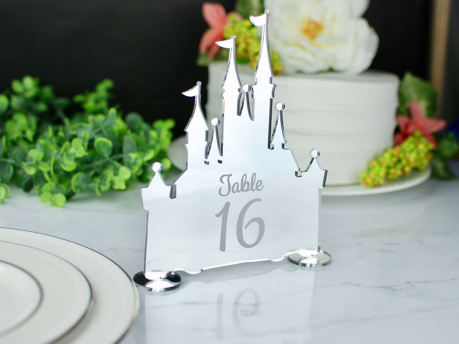 Castle Wedding Table Numbers | Engraved Laser Cut in Gold Silver ...