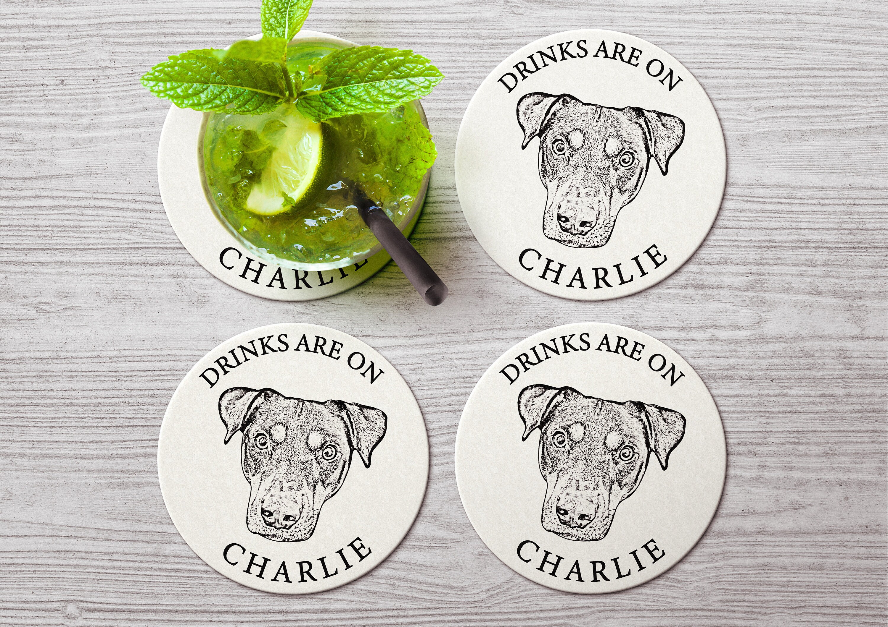 Minimalist Custom Pet Coasters Personalized 4 Round - Etsy