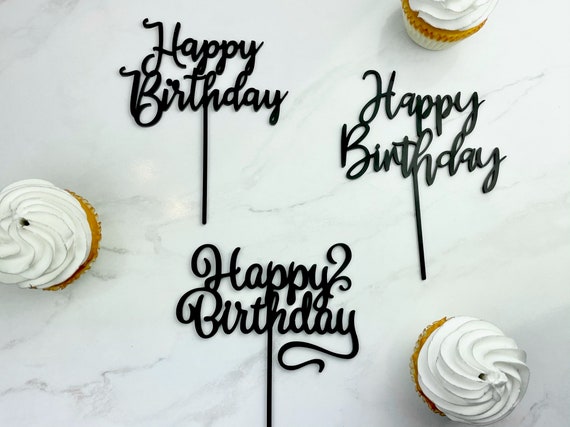 Happy Birthday Cake Topper Set of 3 Variety Pack 6 Colors | Etsy