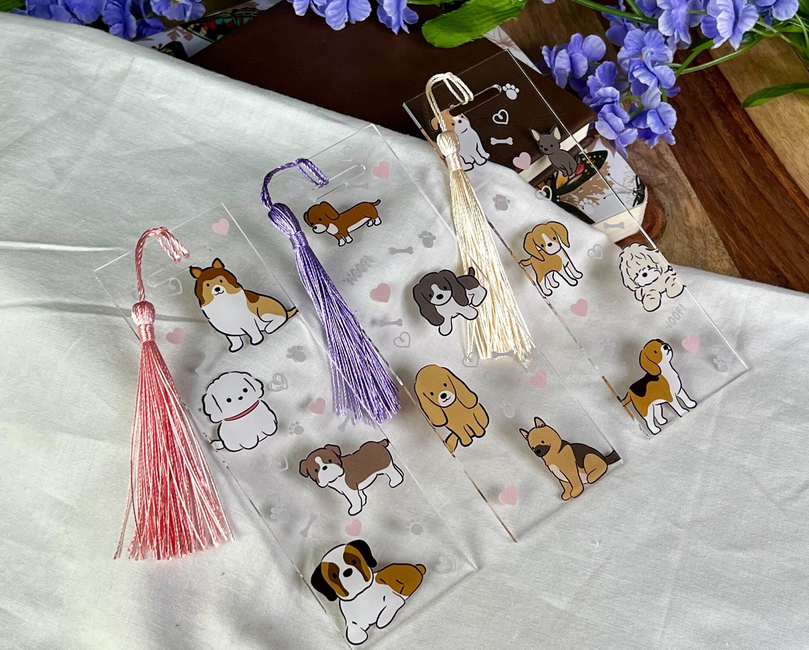 Three Custom Acrylic Bookmark, Dog Themed, Cute Dog Pattern, Acrylic ...