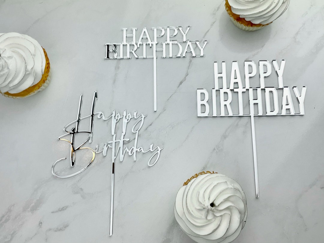 Happy Birthday Cake Topper Set of 3 Variety Pack, 6 Colors, Birthday ...
