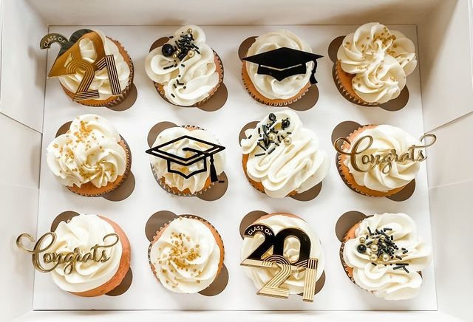 Graduation Cap Cupcake Topper SET Congrats and Two Caps X2 - Etsy