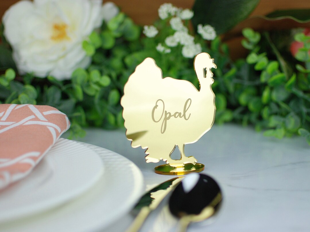 Custom Turkey Name Place Cards, Standing Thanksgiving Name Card Acrylic ...