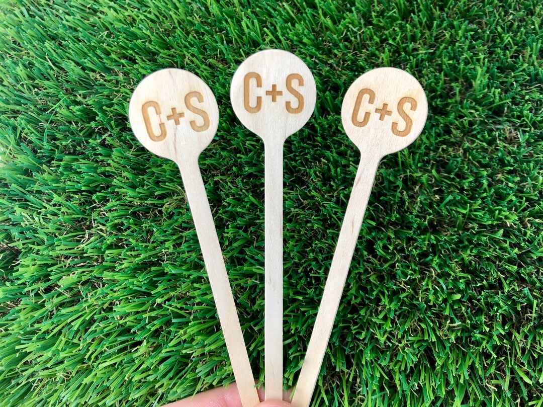 50 Custom Wood Engraved Stir Sticks, Cocktail Sticks, Wedding Drink ...