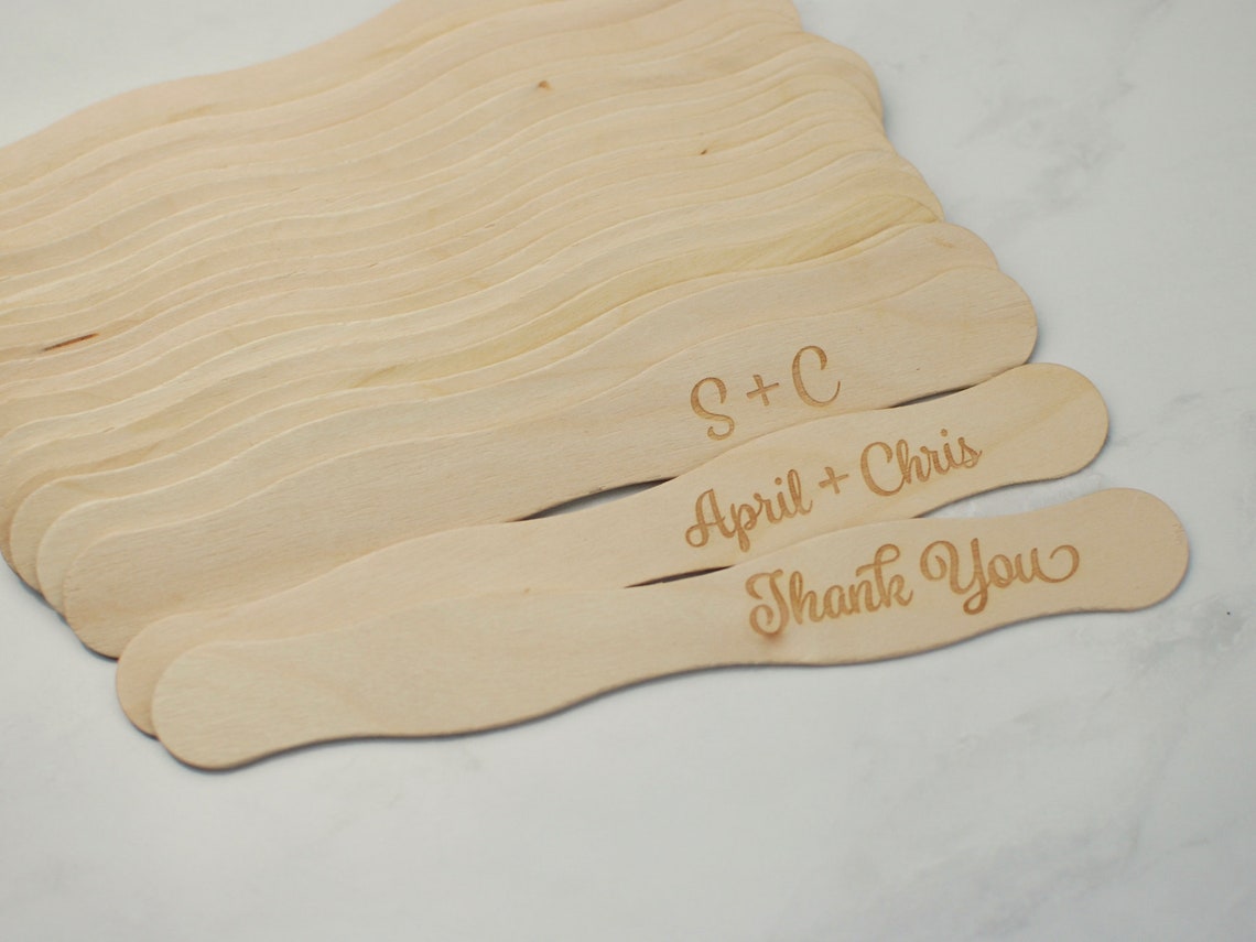 25 Fan Sticks Custom Engraved 8 Inch Wooden Wavy Wedding Fan - Etsy