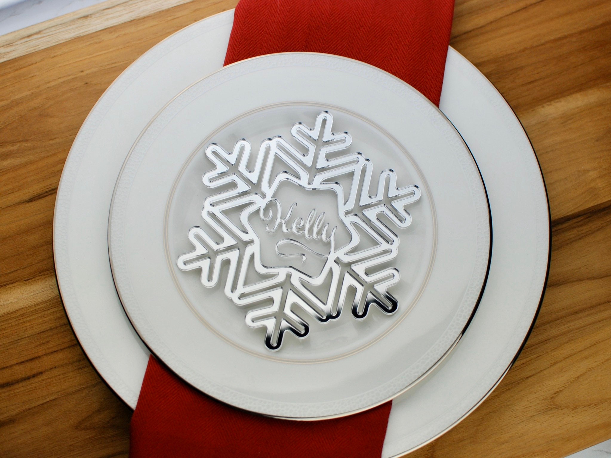 Name Place Card Snowflake | Custom Guest Name Christmas Holiday Place ...