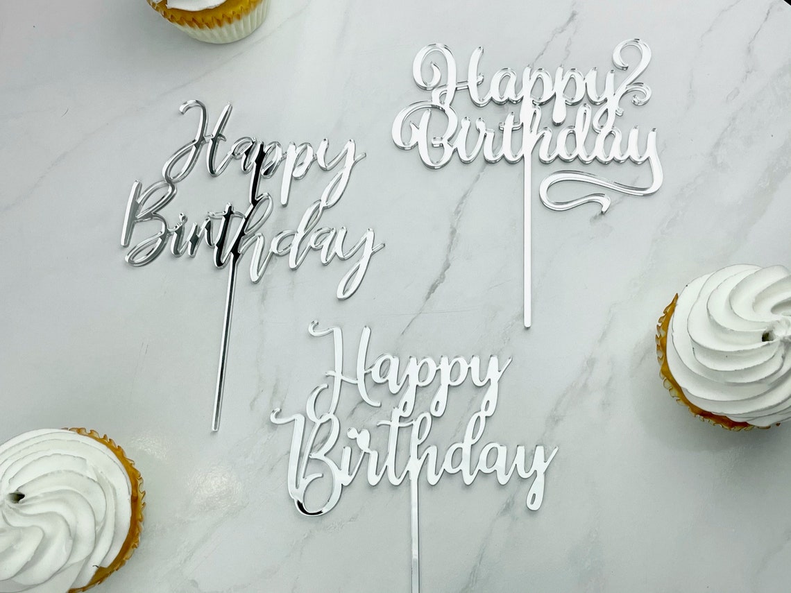 Happy Birthday Cake Topper Set of 3 Variety Pack 6 Colors - Etsy