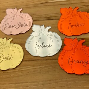 Custom Pumpkin Name Place Cards, Standing Thanksgiving Name Card ...