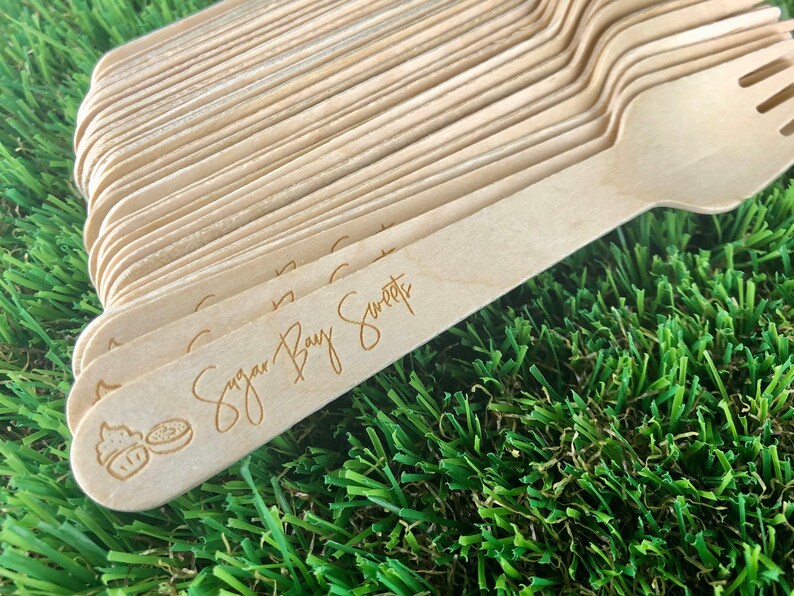 SHIPS FROM USA! Wooden Fork Custom Engraved, Personalized W/ Your Logo ...
