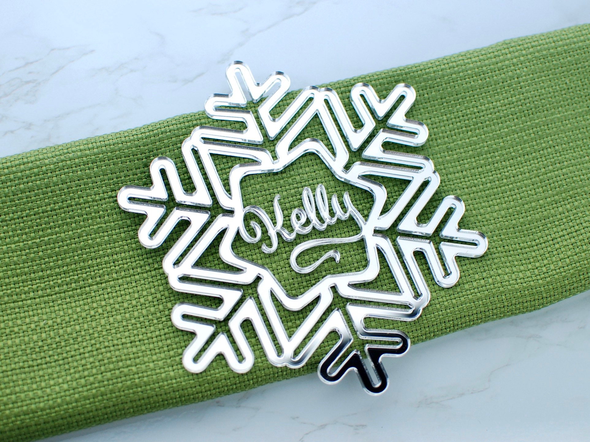 Name Place Card Snowflake | Custom Guest Name Christmas Holiday Place ...