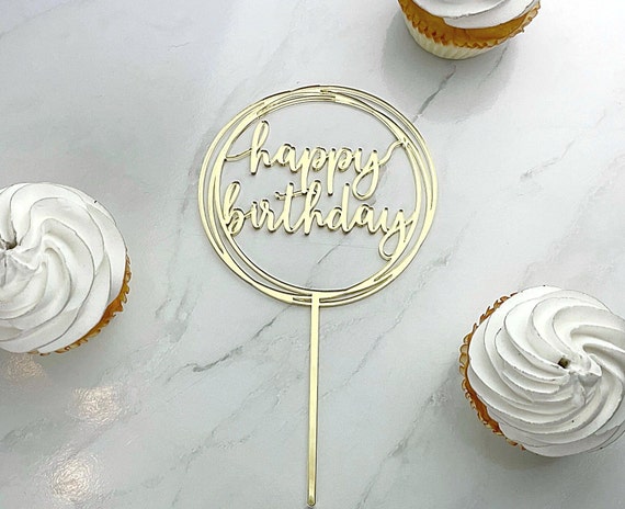 Happy Birthday Cake Topper 6 Colors Circle Birthday Cake | Etsy
