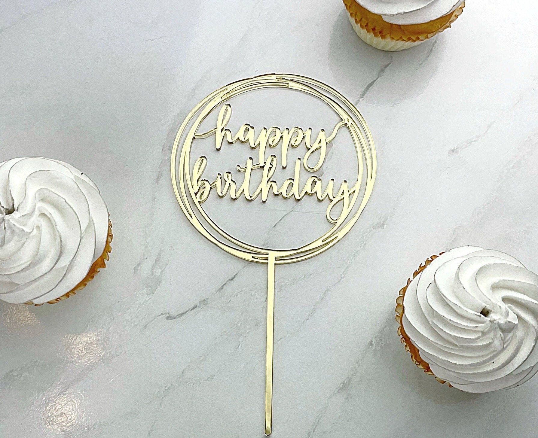 Happy Birthday Cake Topper, 6 Colors, Circle Birthday Cake Topper ...