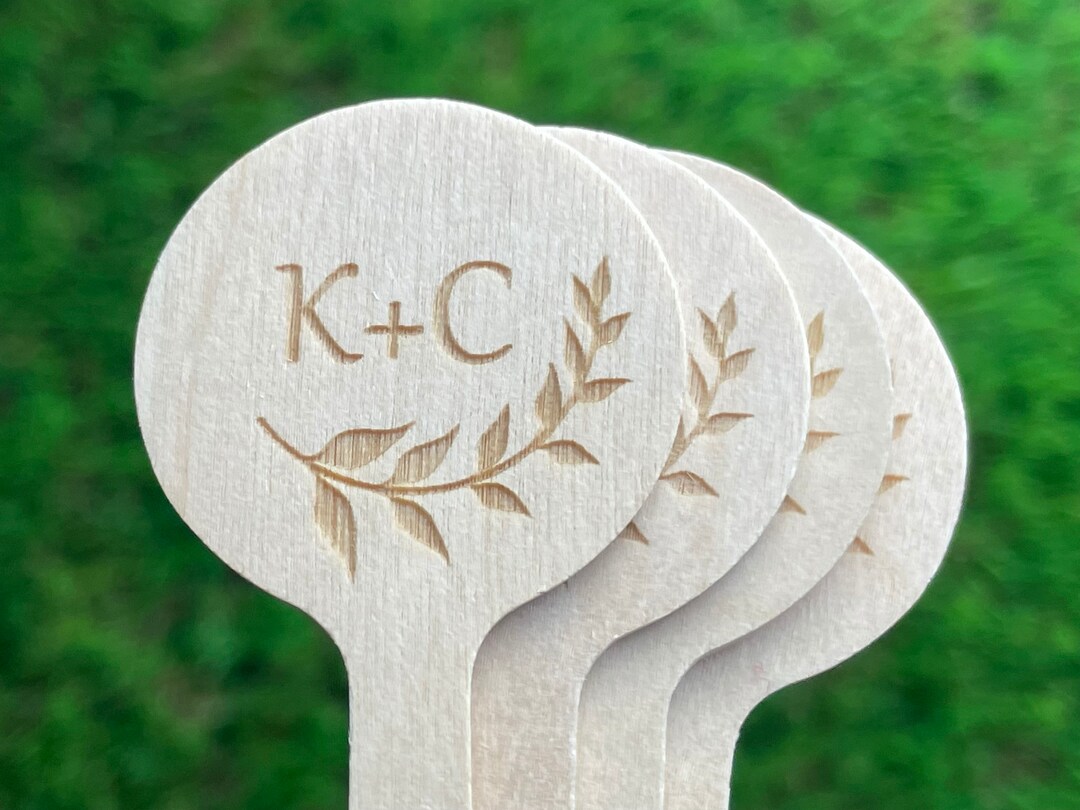 50 Custom Monogram Wood Engraved Stir Sticks, Coffee Cocktail Sticks ...