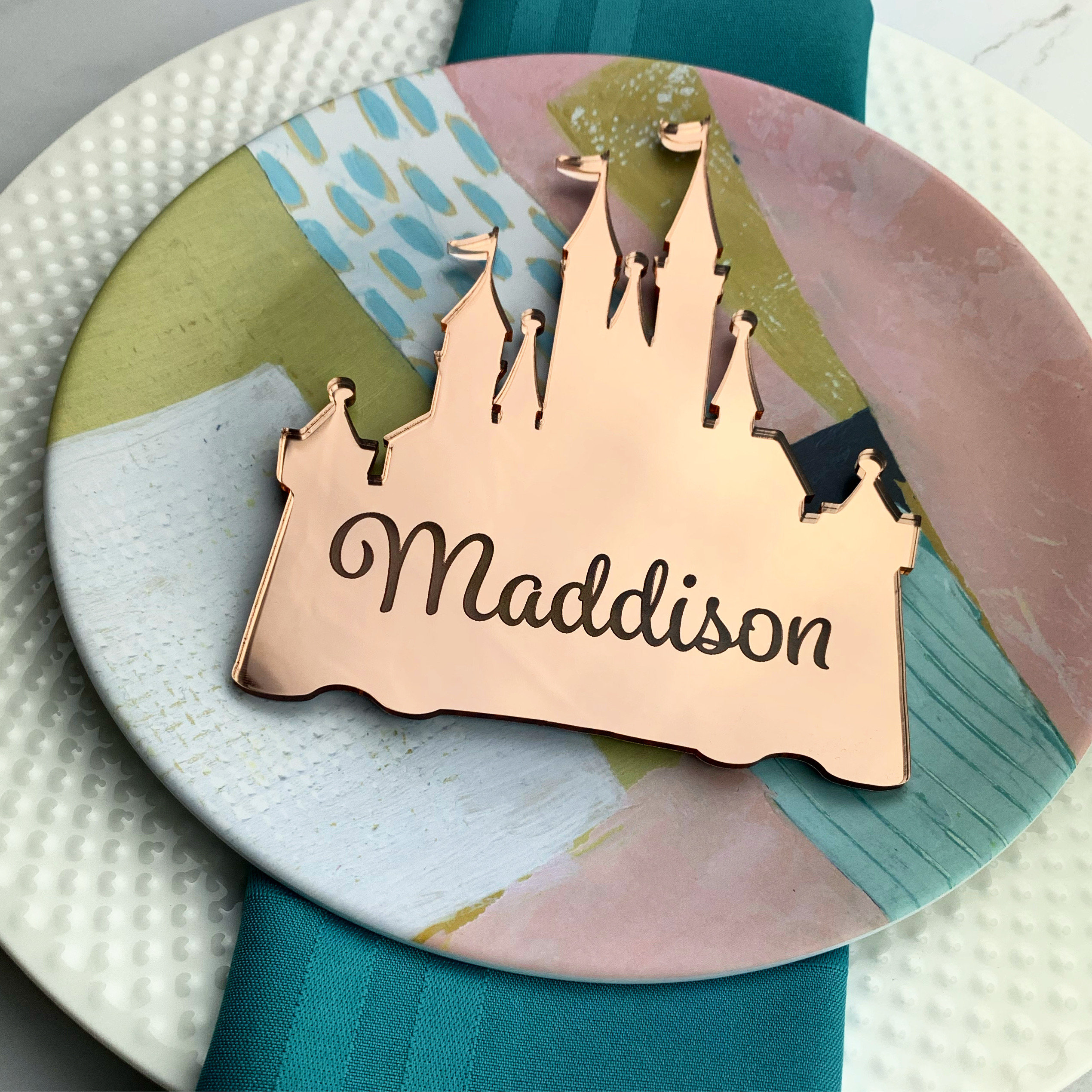 Castle Wedding Name Place Card Flat Centerpiece Engraved - Etsy