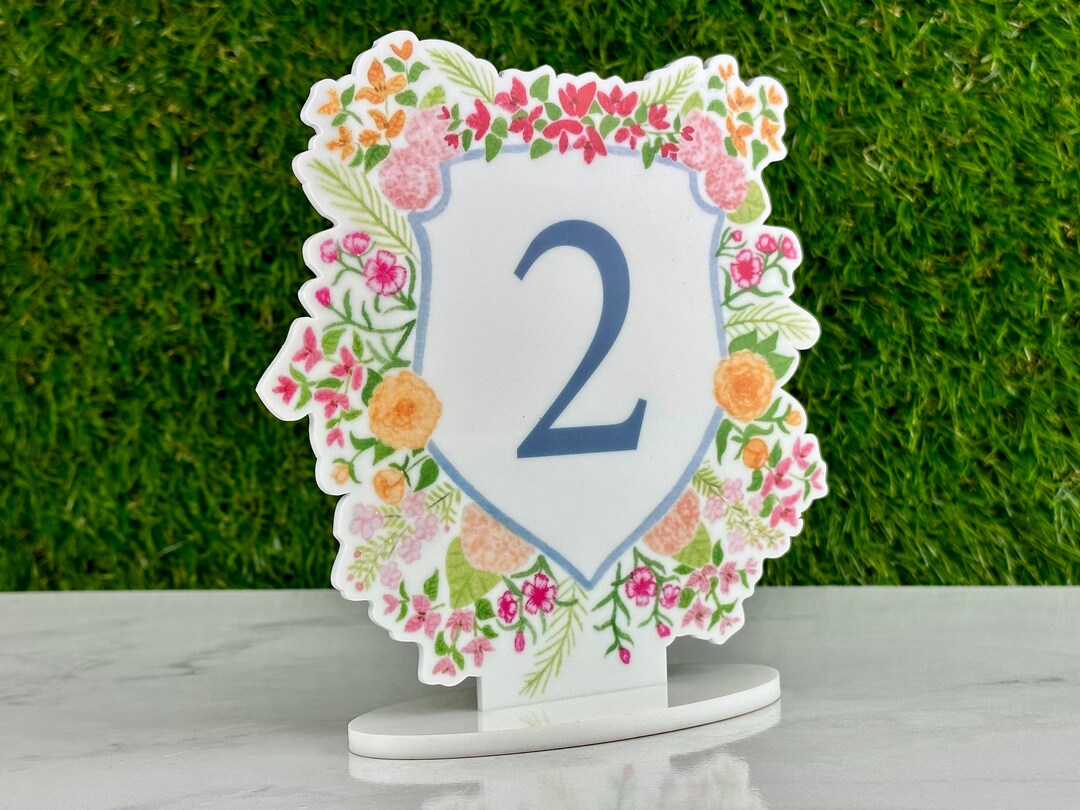 Wedding Crest Table Numbers, Printed Directly on Acrylic, Custom ...