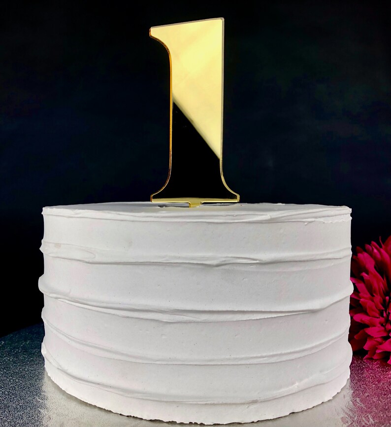 One Birthday Cake Topper Gold Mirrored Acrylic / First - Etsy