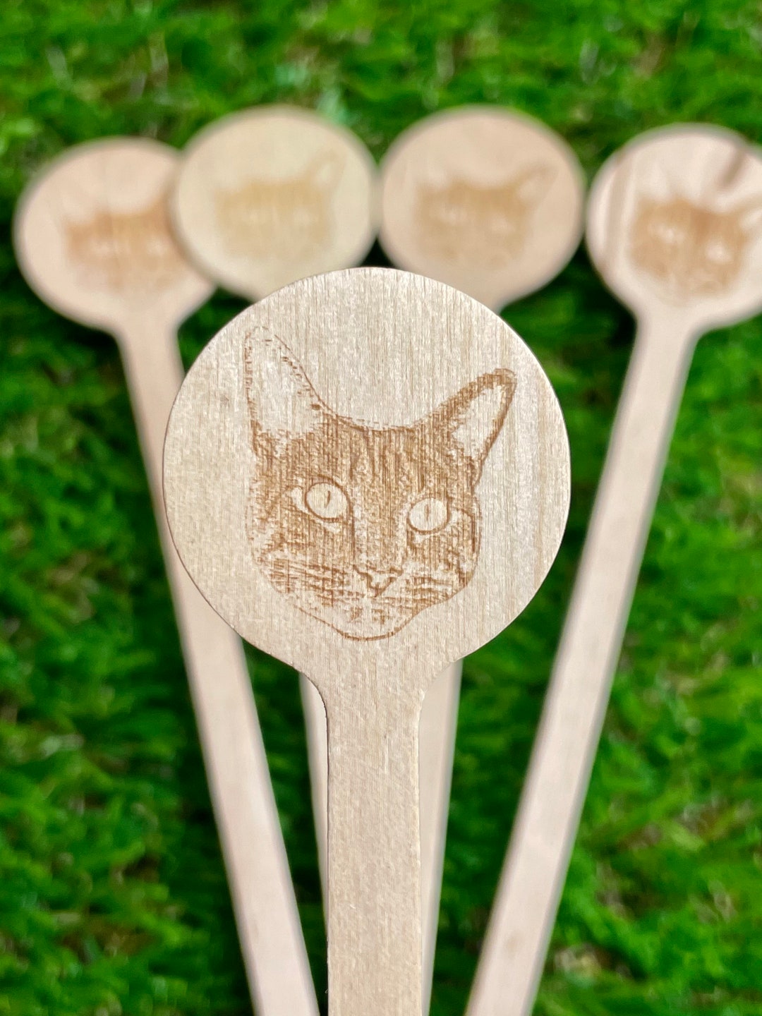 Signature Cat Drink Stir Stick, Wood Engraved Cocktail Sticks, Wedding ...