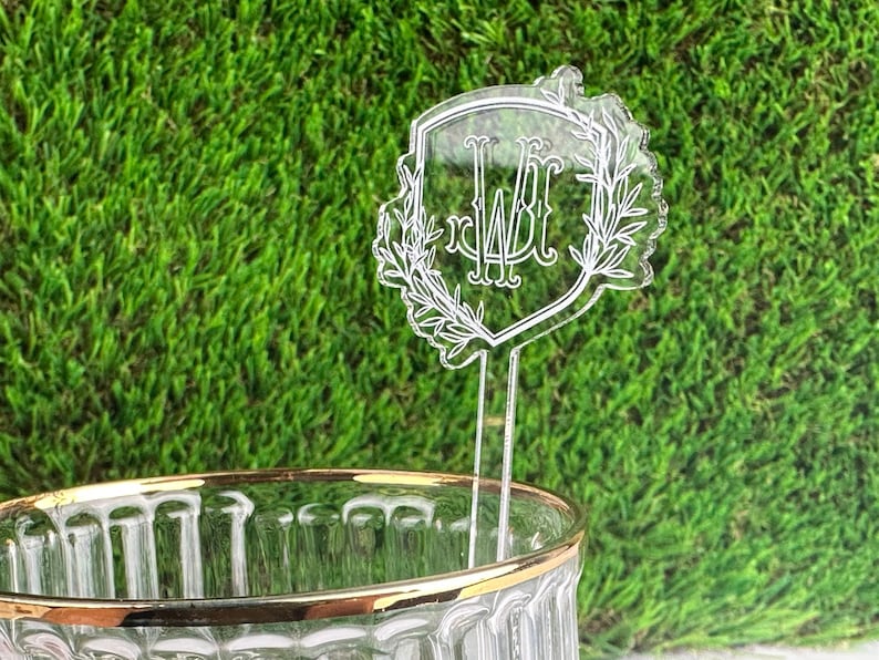 Print Your Crest and Monogram Acrylic Stir Sticks Cocktail - Etsy