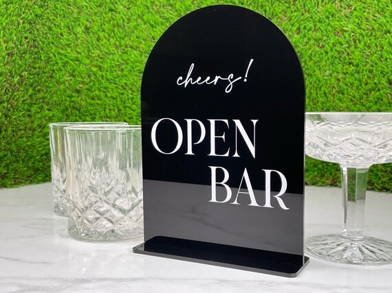 Cheers Open Bar Sign Standing Wedding Sign Arched Round Top - Etsy