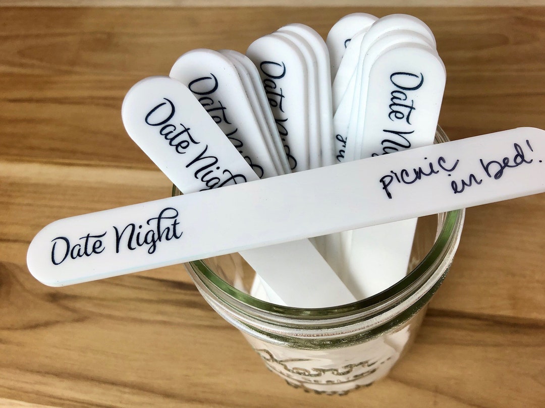 Date Night Idea Jar Sticks, Made From White Acrylic. Wedding ...