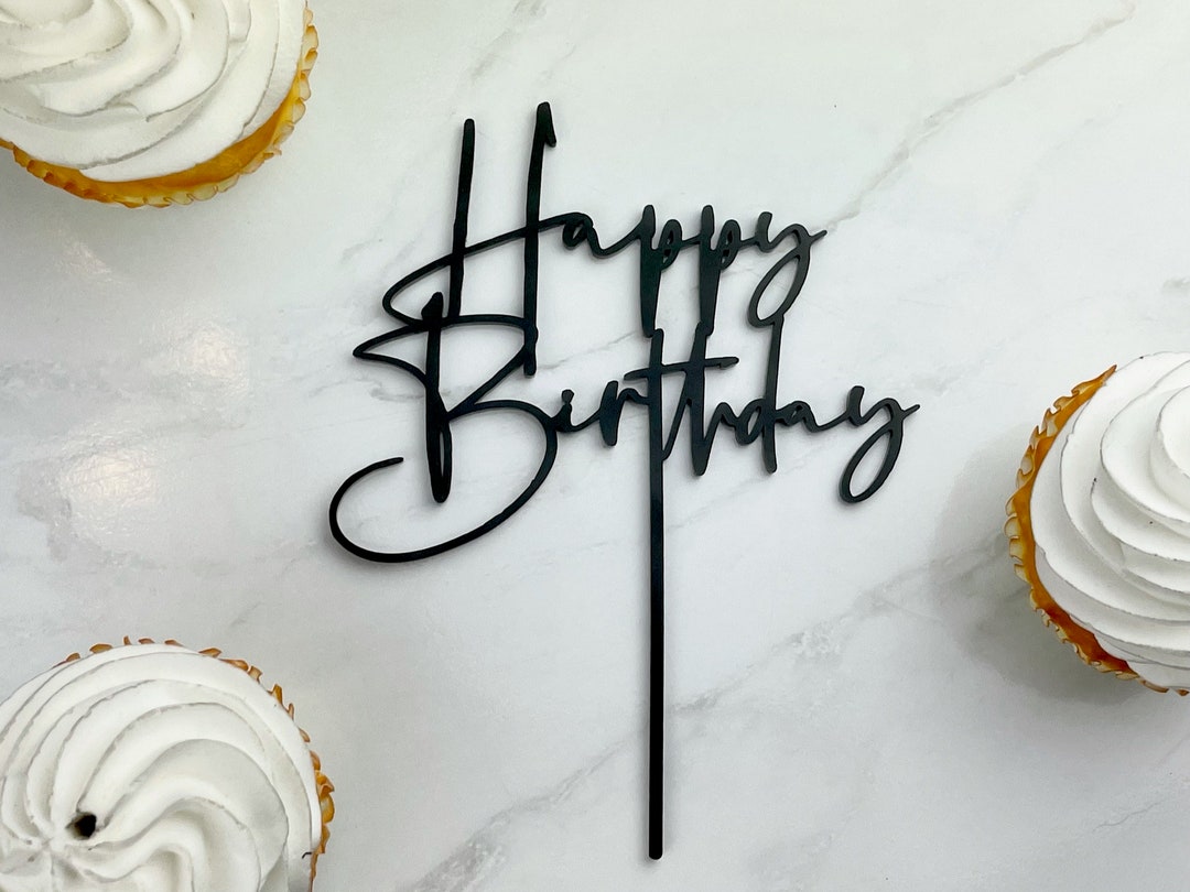 Happy Birthday Cake Topper, 6 Colors, Birthday Cake Topper, Cursive 7 ...