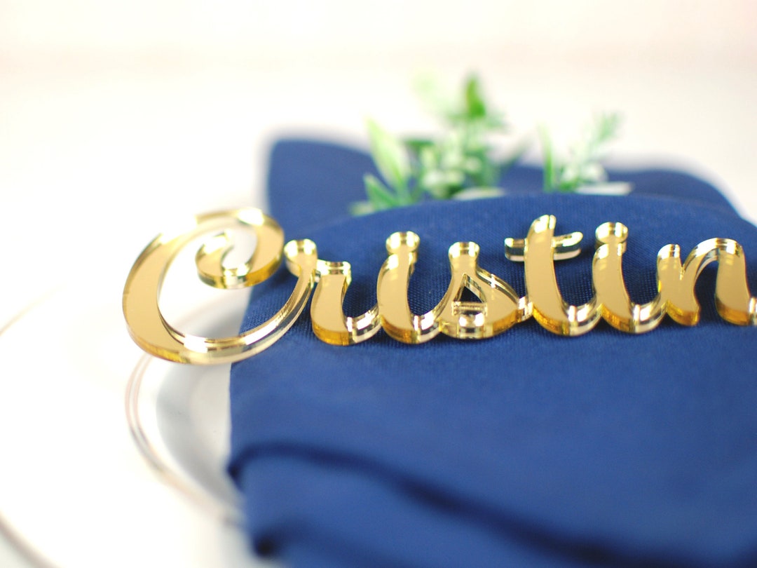 Gold Cut Out Wedding Place Card Names | Wedding Place Card Script ...