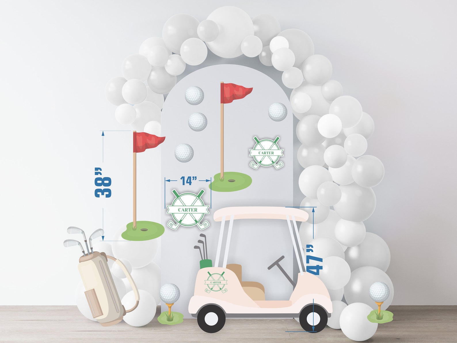 Personalized Large Golf Cart Props Decor, Hole in One Birthday Party ...