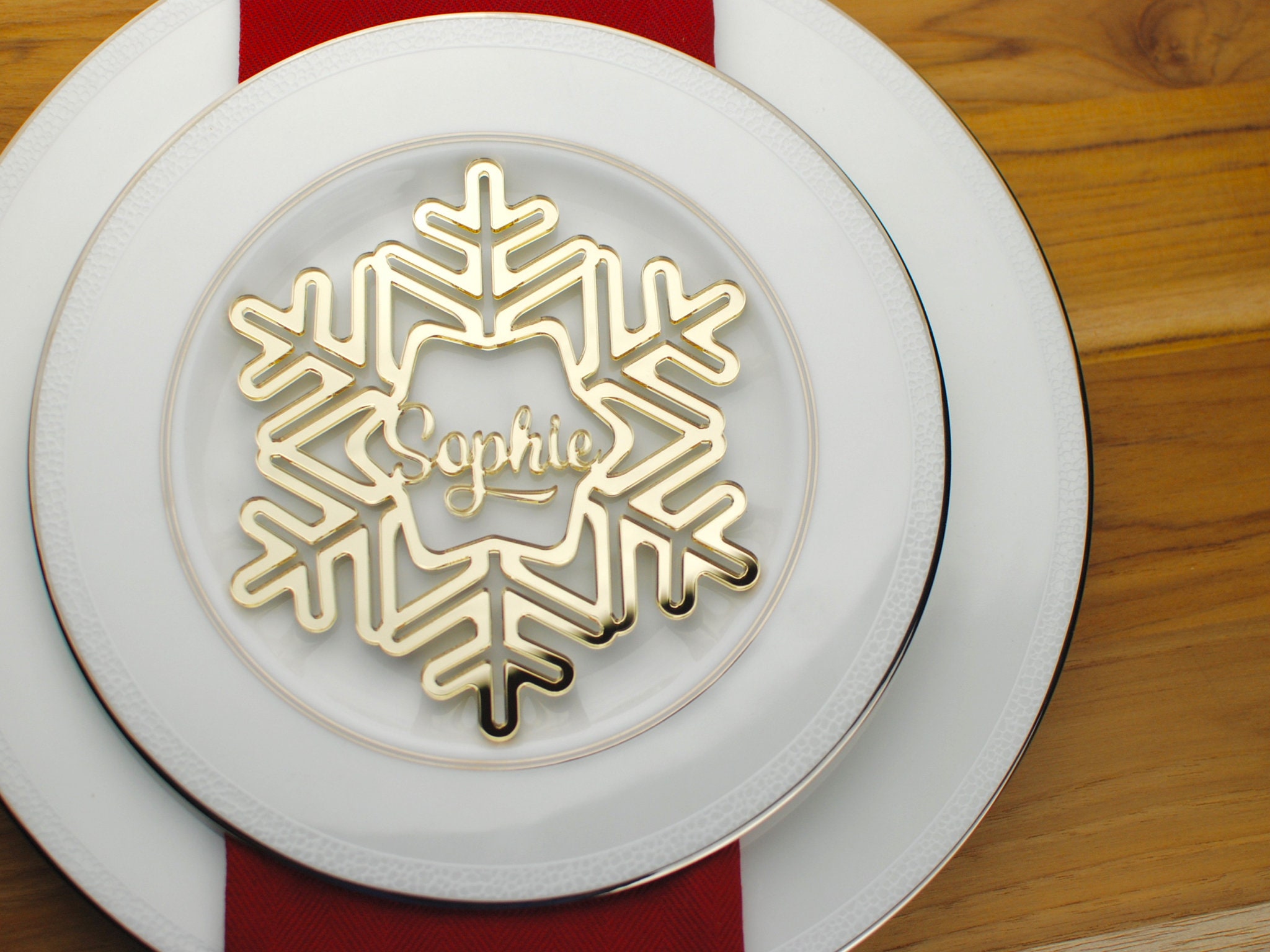 Name Place Card Snowflake | Custom Guest Name Christmas Holiday Place ...