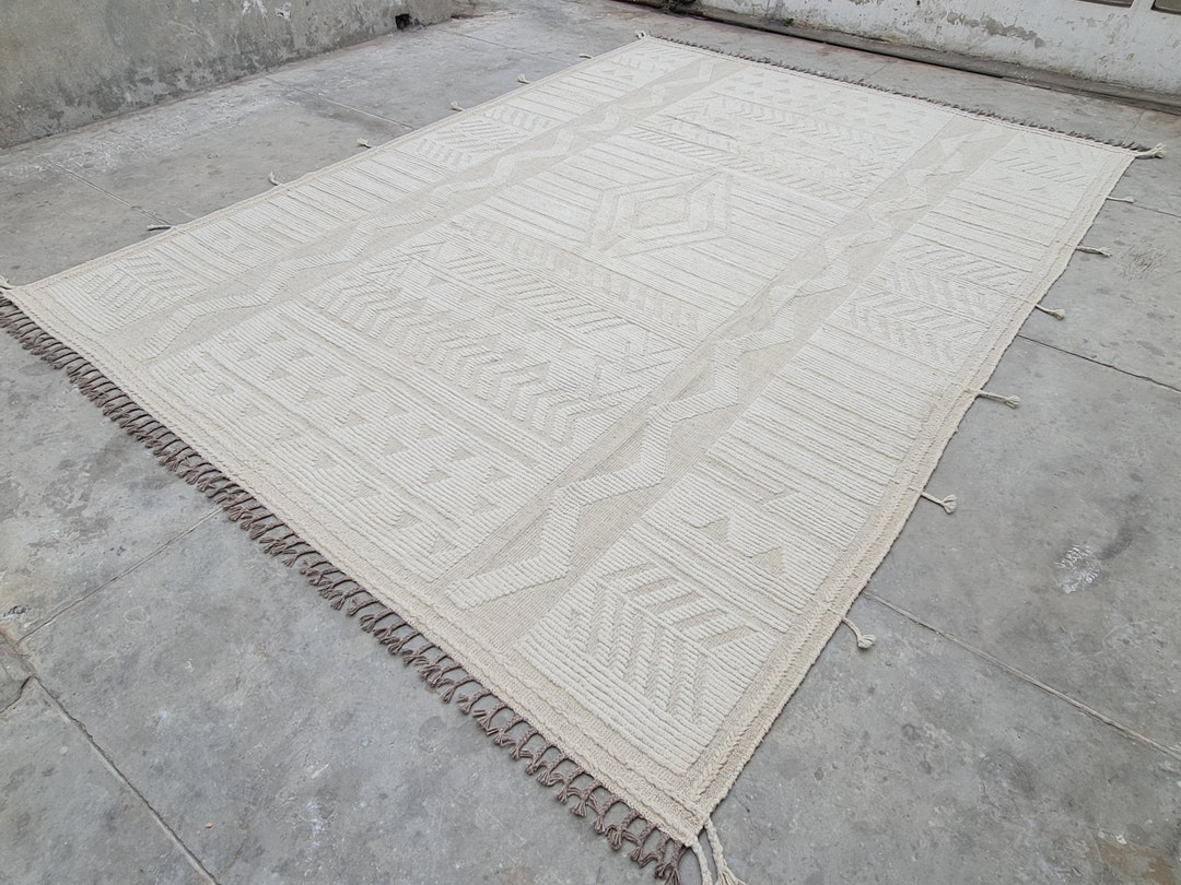 Brown and White Rug, Natural Area Rug, Large Area Rug, Bedroom Rug ...
