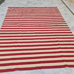 Red and White Striped Kilim Rug, Stripe Area Rug, 8x10 Striped Rug ...