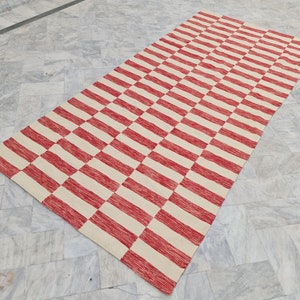Red and off White Striped Rug, Custom Striped Rug, Personalized Striped ...
