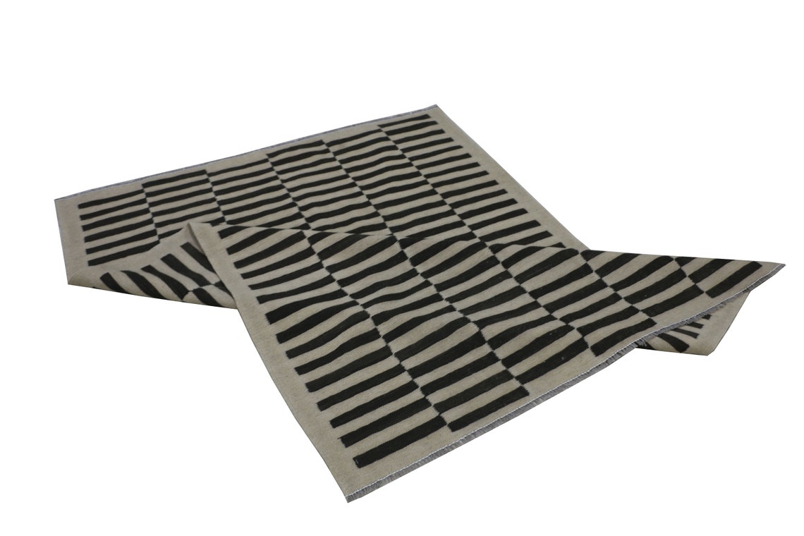 Wool Striped Rug Area Rug Large Area Rug Black and - Etsy
