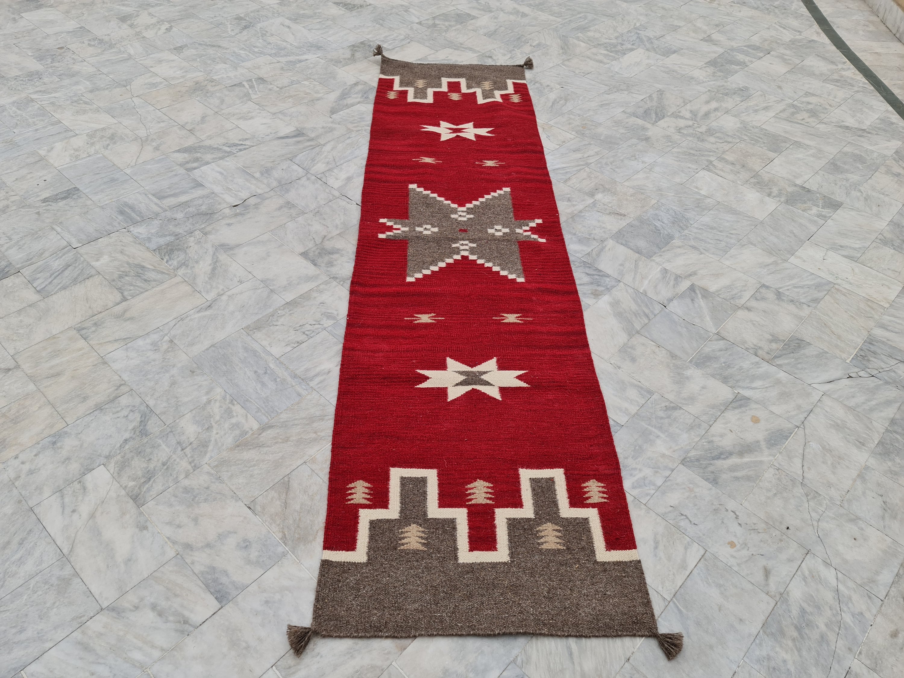 Red Navajo Runner Rug, Red Navajo Rug, Hallway Rug, Corridor Rug, Long ...