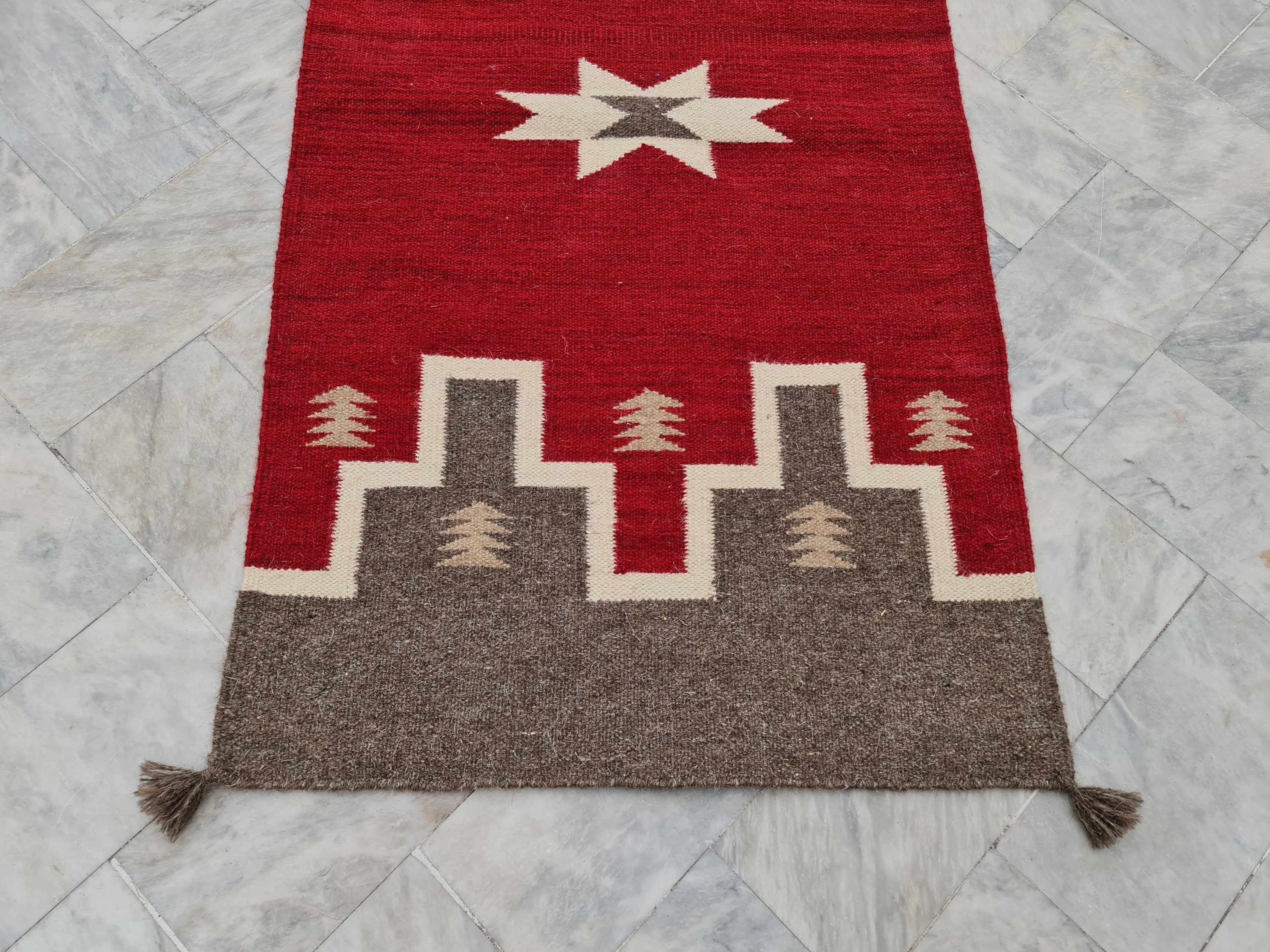 Red Navajo Runner Rug, Red Navajo Rug, Hallway Rug, Corridor Rug, Long ...