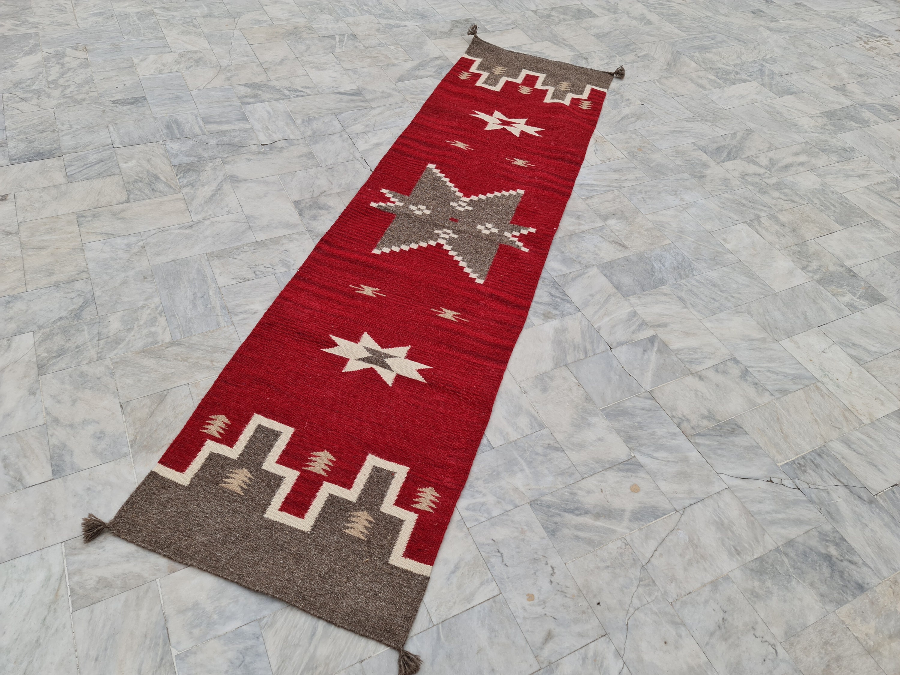 Red Navajo Runner Rug, Red Navajo Rug, Hallway Rug, Corridor Rug, Long ...