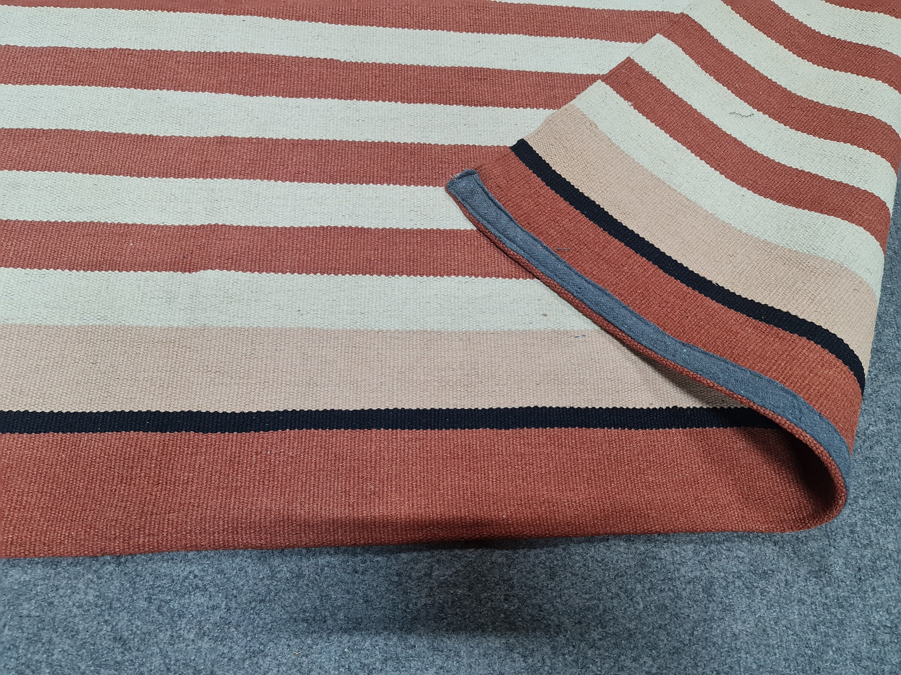 Rust and White Striped Rug Kilim Rug Rustic Rug Stripe Rug - Etsy