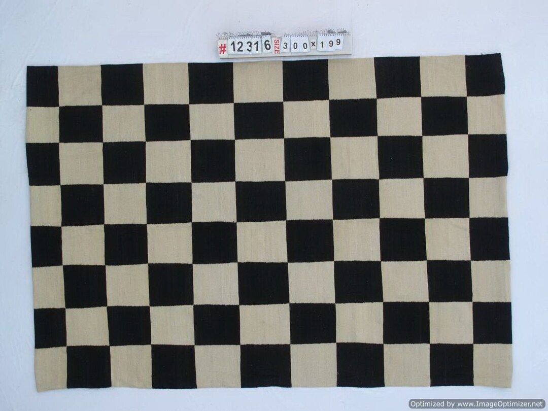 Checkered Rug, Black and off White Checkered Rug, Large Checkered Rug ...