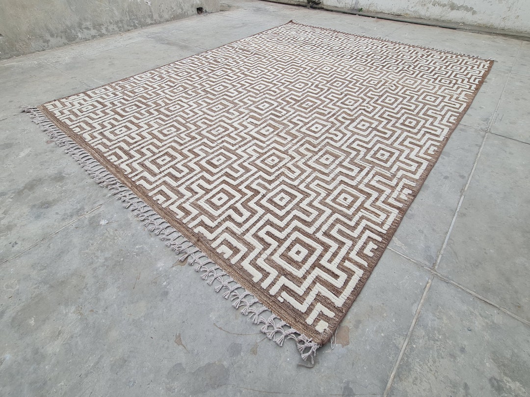 Maze Rug, Designer Maze Rug, 8x10 Maze Rug, 9x12 Area Rug, Brown and ...