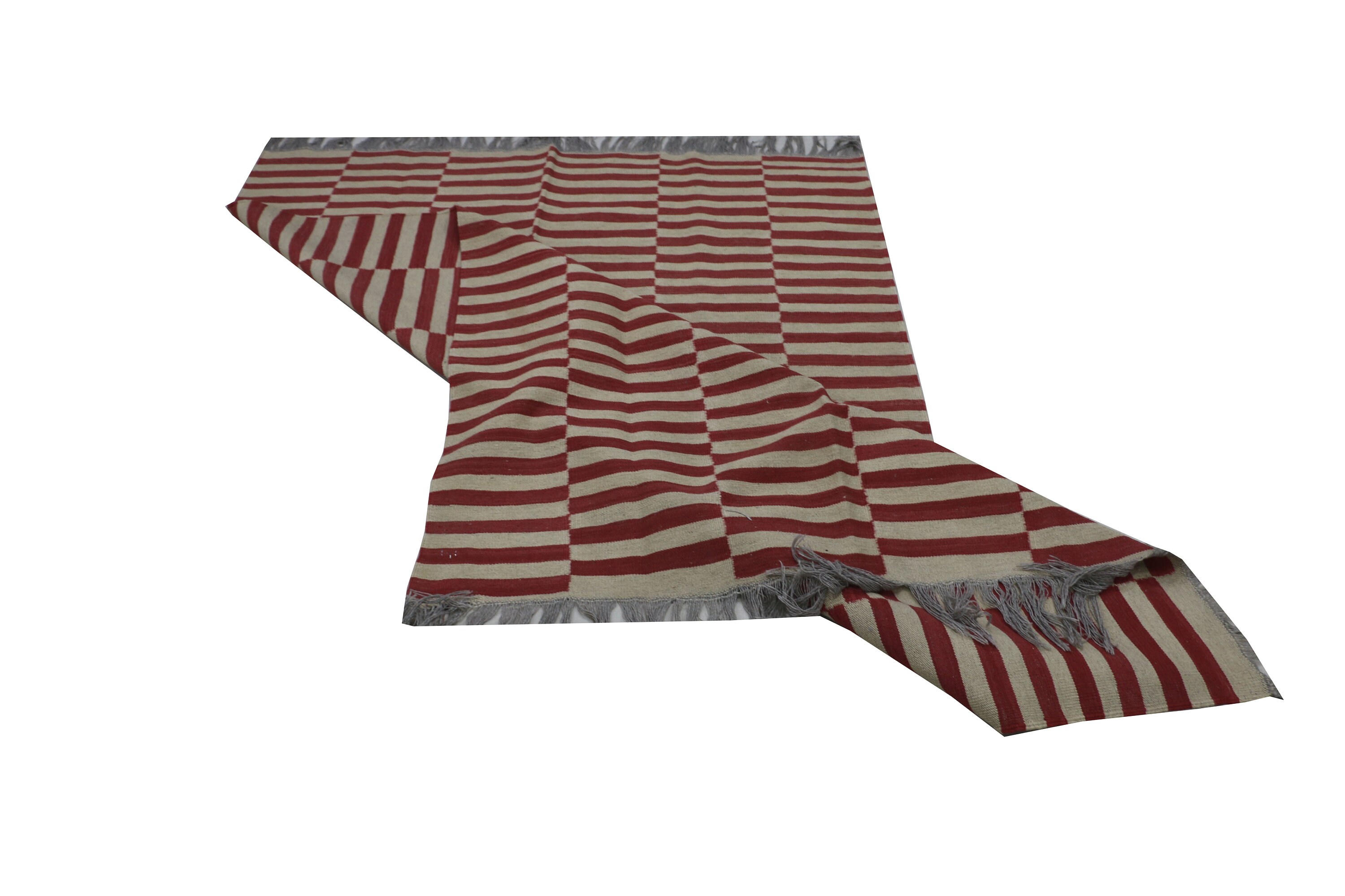 Red and White/ivory Striped Rug, White and Red Area Rug, Custom Made ...