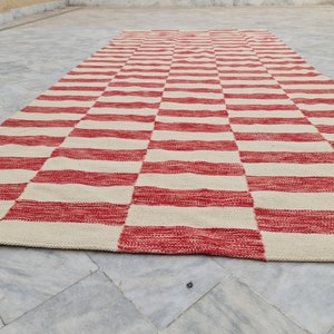 Red and off White Striped Rug, Custom Striped Rug, Personalized Striped ...