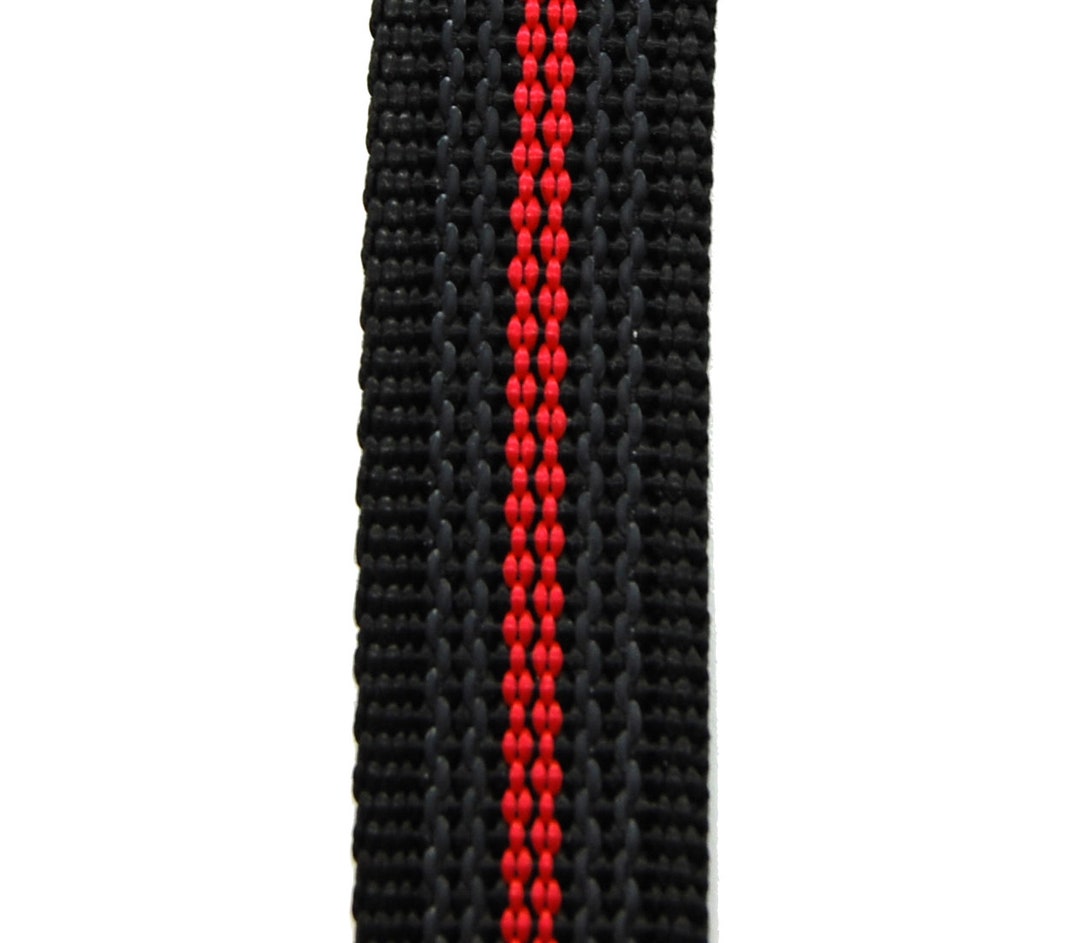 1 M Rubberized Webbing, Black and Red, 20 Mm Wide With Rubber Threads ...