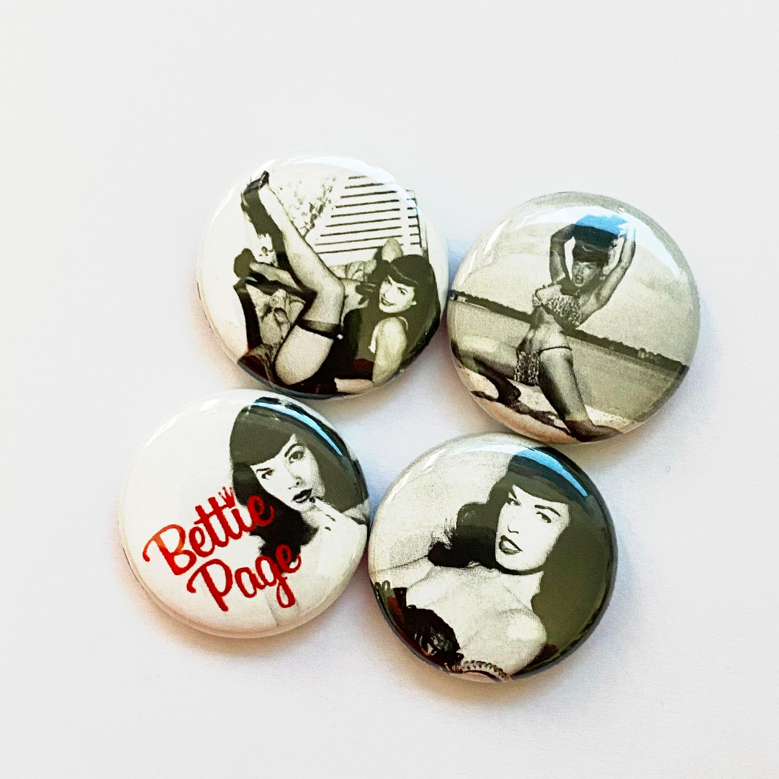 Set of Four 1 BETTIE PAGE Pinback Buttons - Etsy