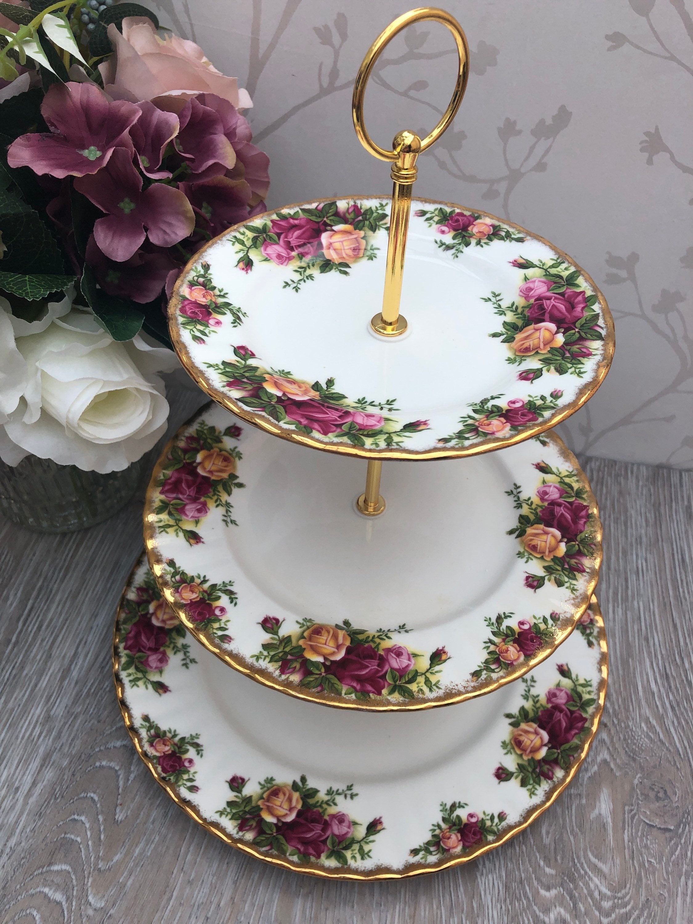 Royal Albert Cake Stand old Country Roses 3 Tier Cake Stand - Etsy Canada