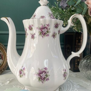 Royal Albert Coffee Pot Sweet Violets 2.5pt Vintage Bone China Pot ...