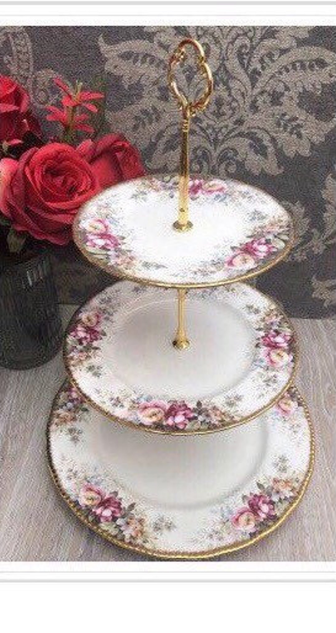 Queen Anne Cake Stand Summer Rose 3 Tier Cake Stand perfect - Etsy Canada