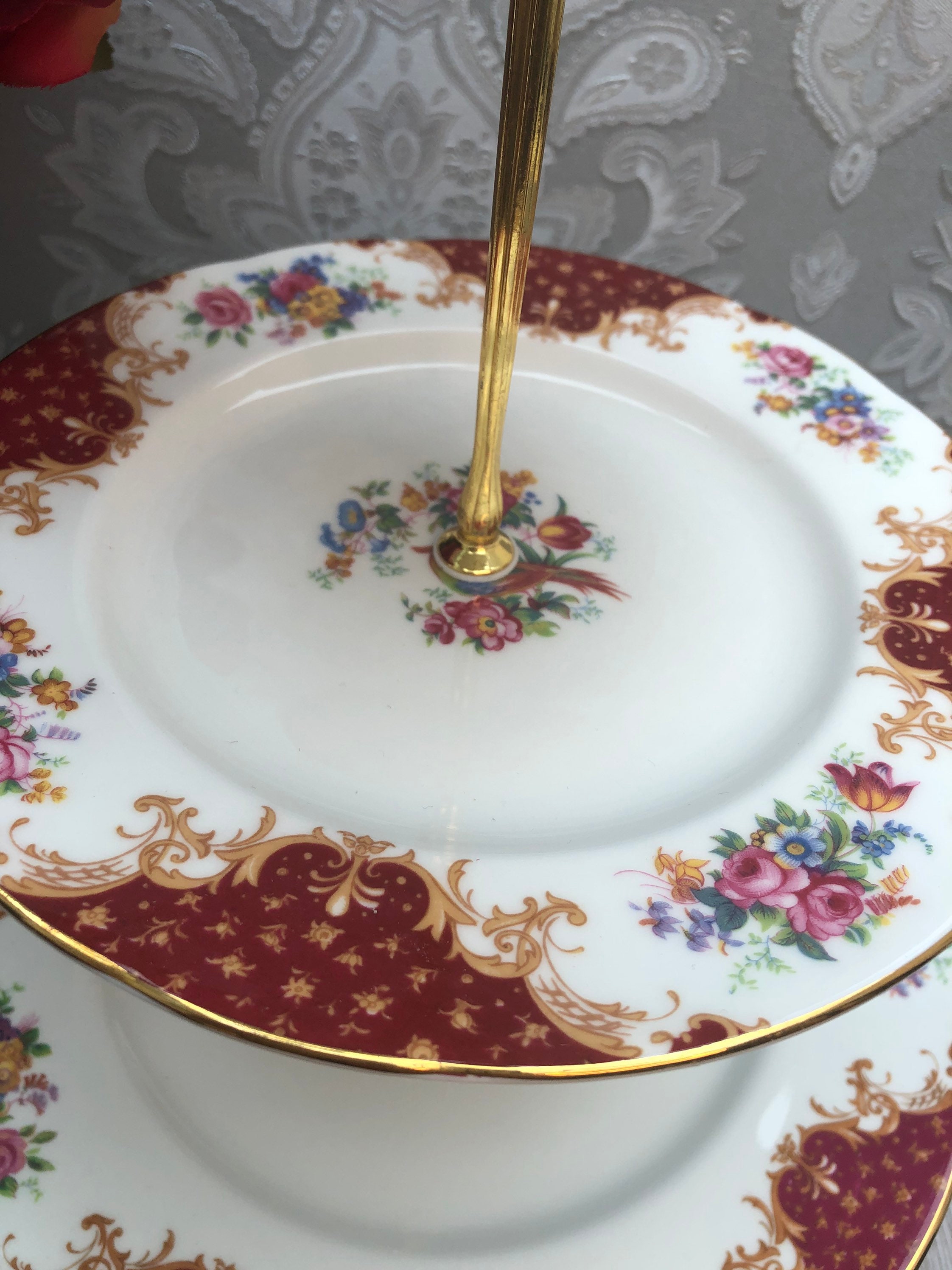 Paragon Cake Stand rockingham Red 3 Tier Cake Stand - Etsy UK