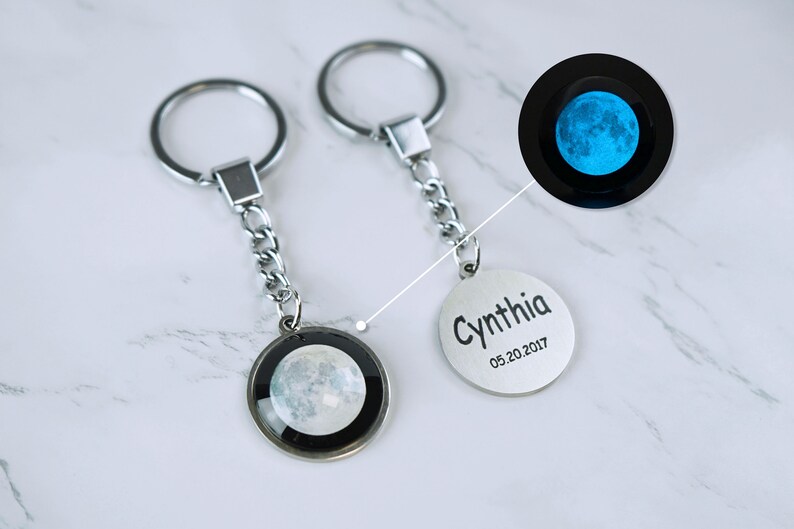 Custom Moon Phase Keychain Personalized Engraved Keychain for - Etsy